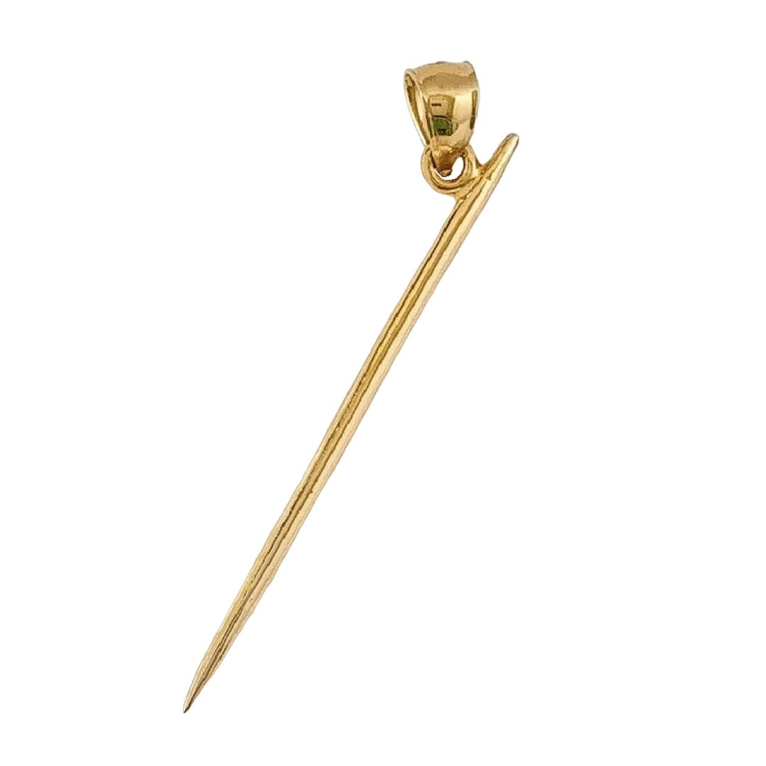 14K Yellow Gold Toothpick 3D (3 Dimensional) Solid Pendant - Etsy