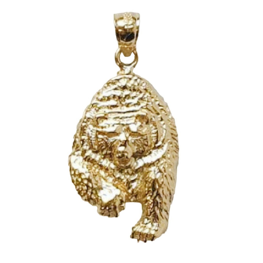14K Yellow Gold Grizzly Bear Pendant - Etsy