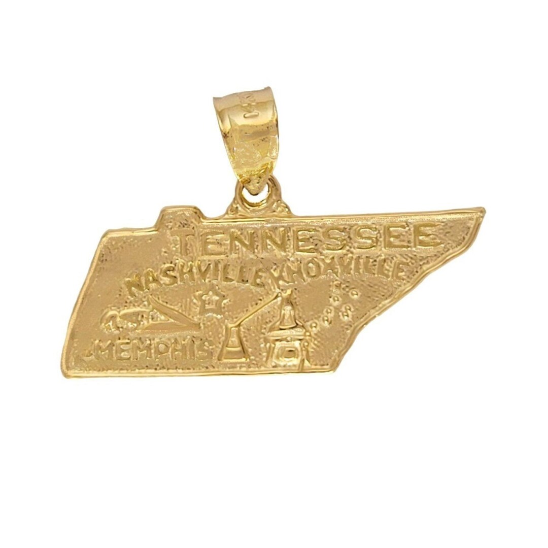 14K Yellow Gold Tennessee State Map Pendant - Etsy