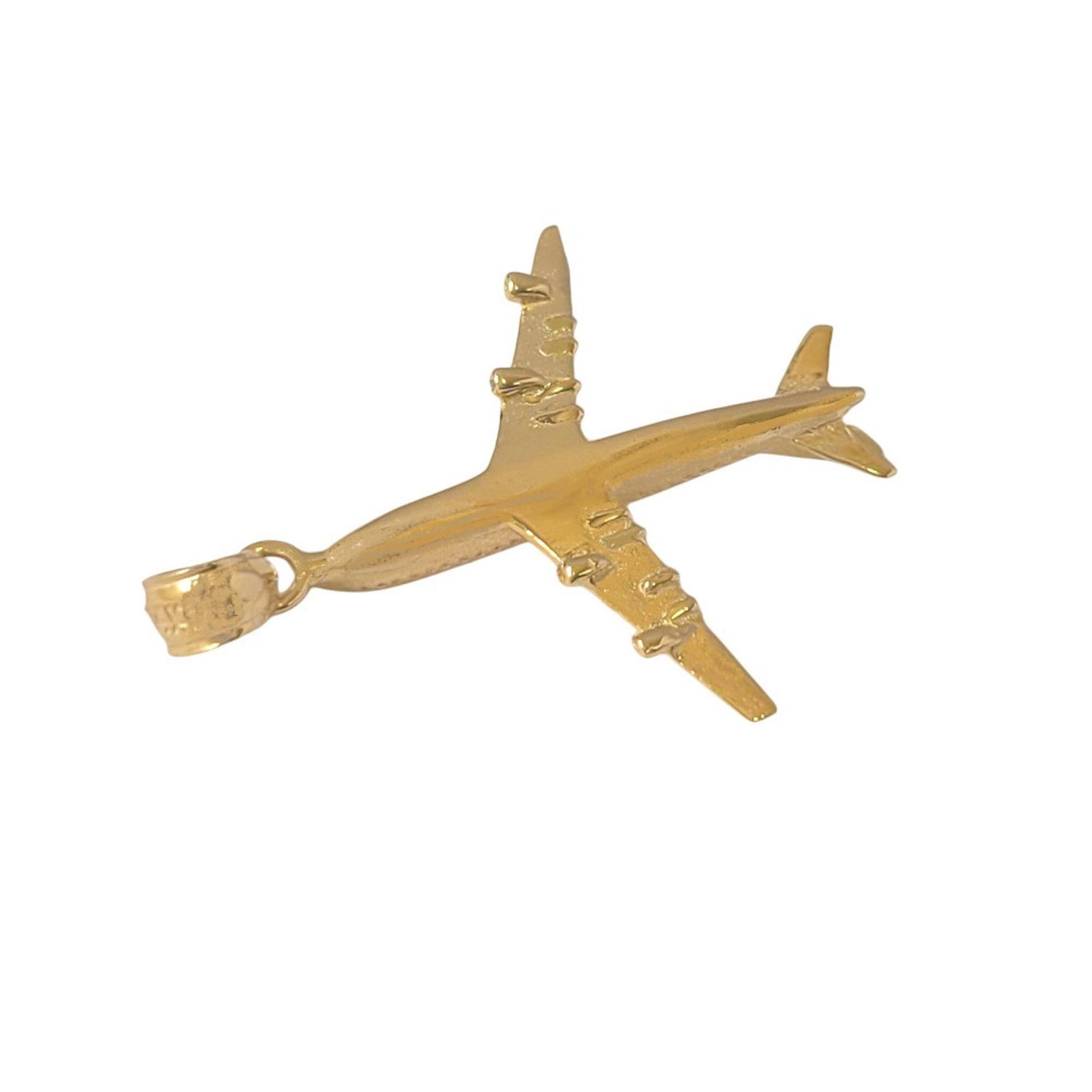 14k Yellow Gold Airplane 3D (3 Dimensional) Solid Pendant - Etsy