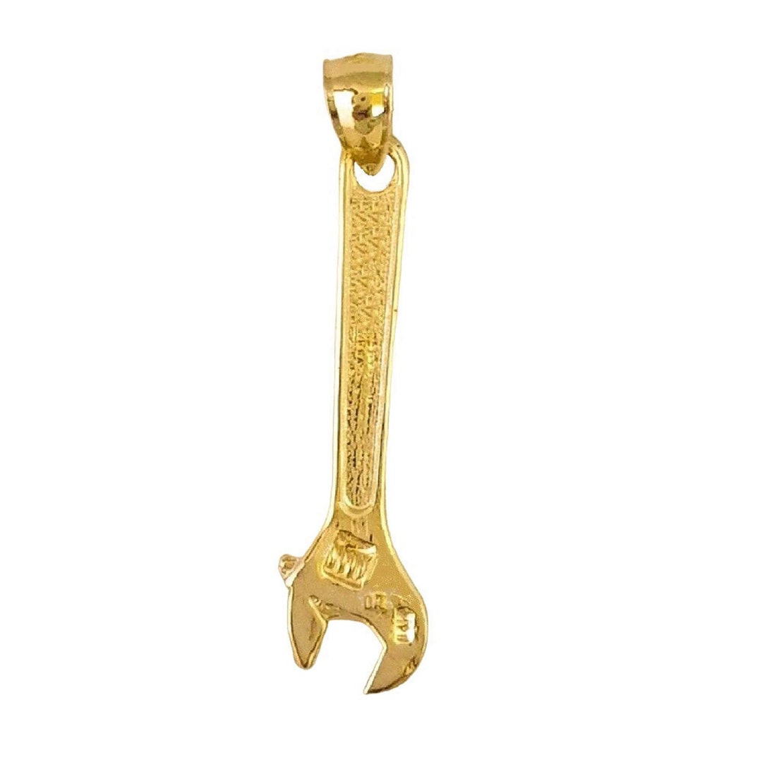 14K Yellow Gold Wrench Tool 3D Pendant - Etsy