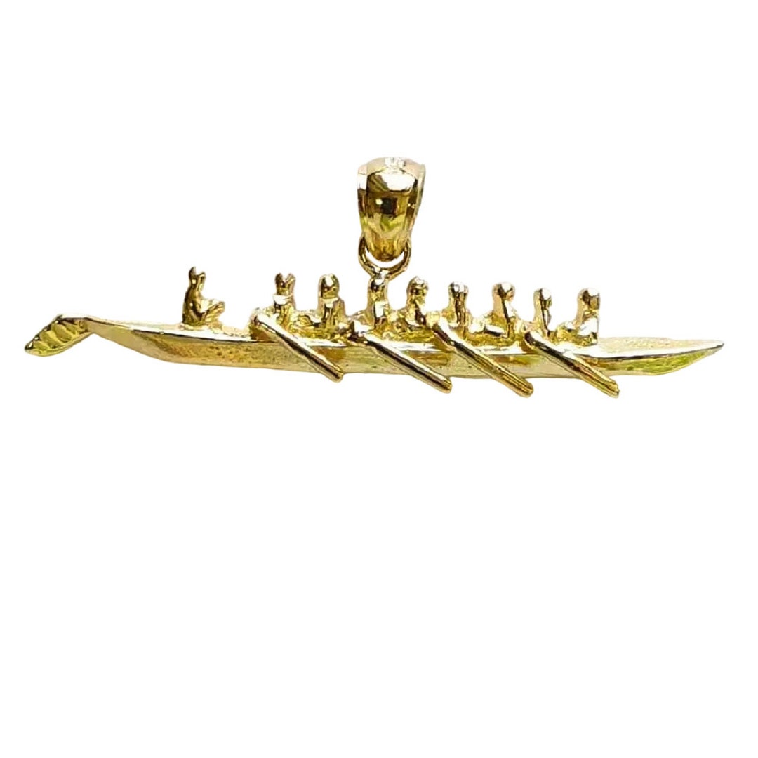 14K Yellow Gold Canoe Rowing Team 3D Pendant - Etsy