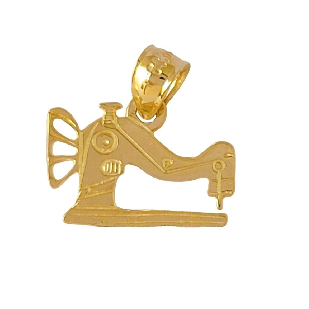 14k Yellow Gold Sewing Machine Pendant Charm - Etsy
