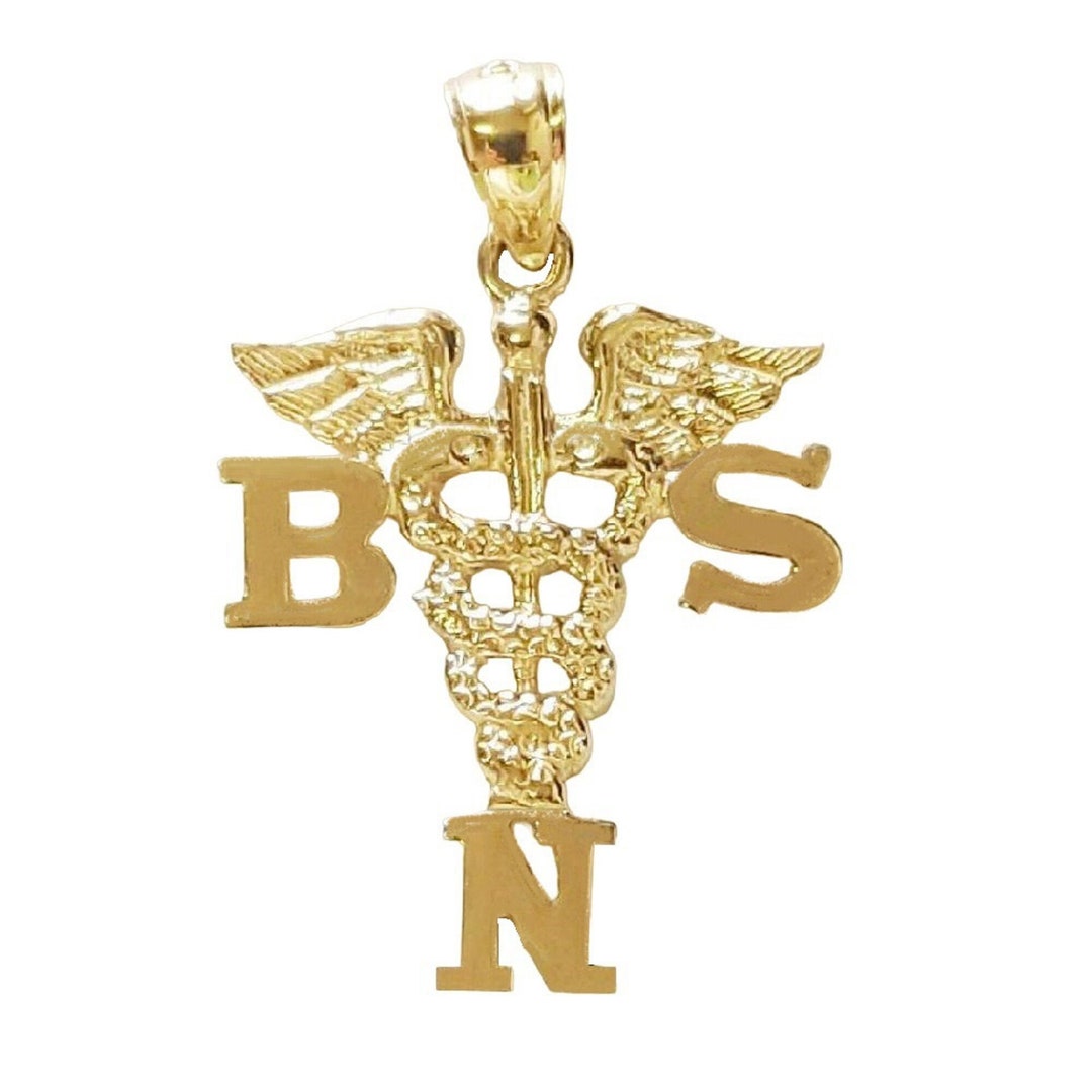 14K Yellow Gold BSN Bachelors Science Nursing Pendant - Etsy