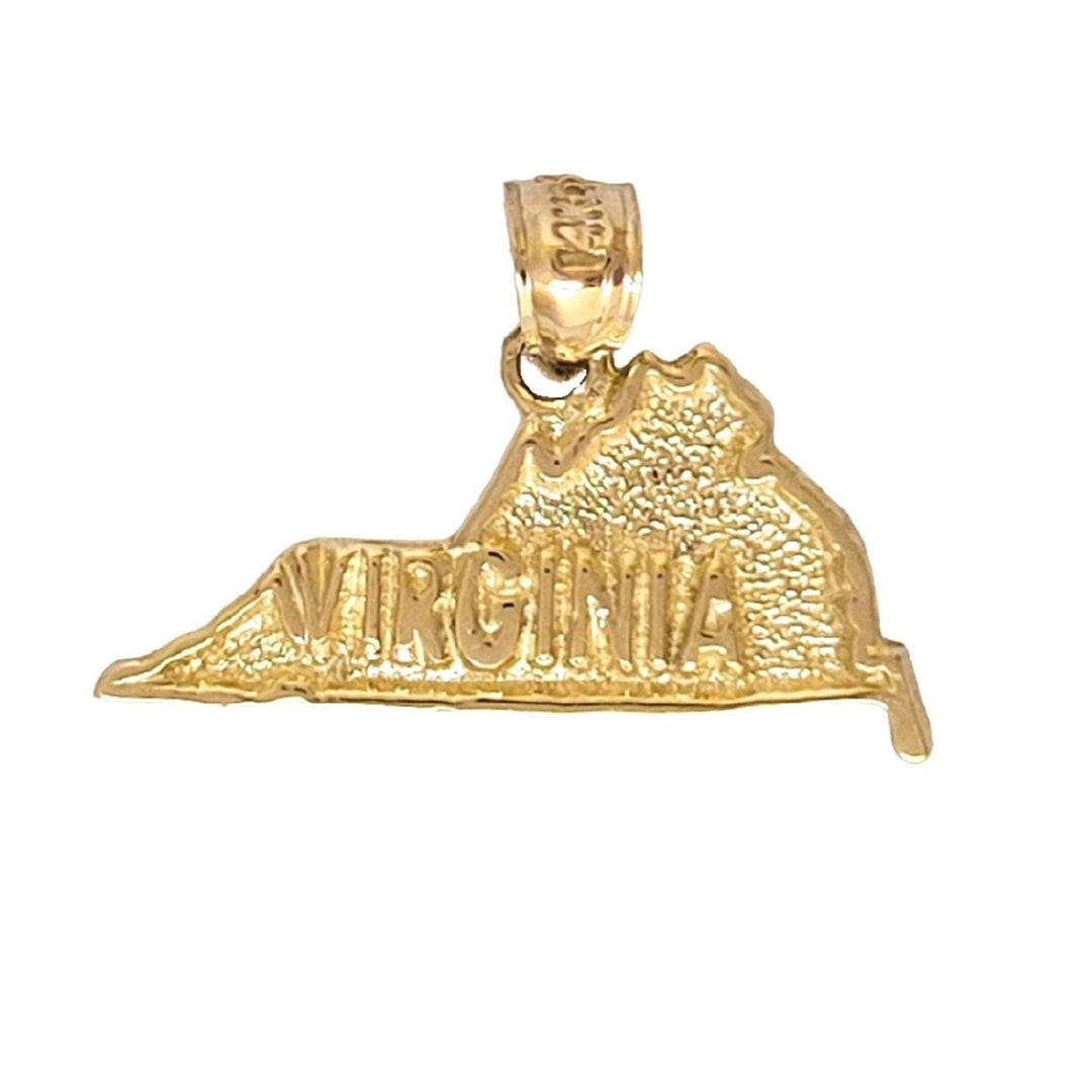 14K Yellow Gold Virginia State Map Pendant - Etsy