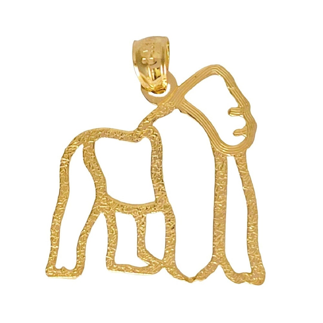 14K Yellow Gold Silverback Gorilla Monkey Pendant - Etsy