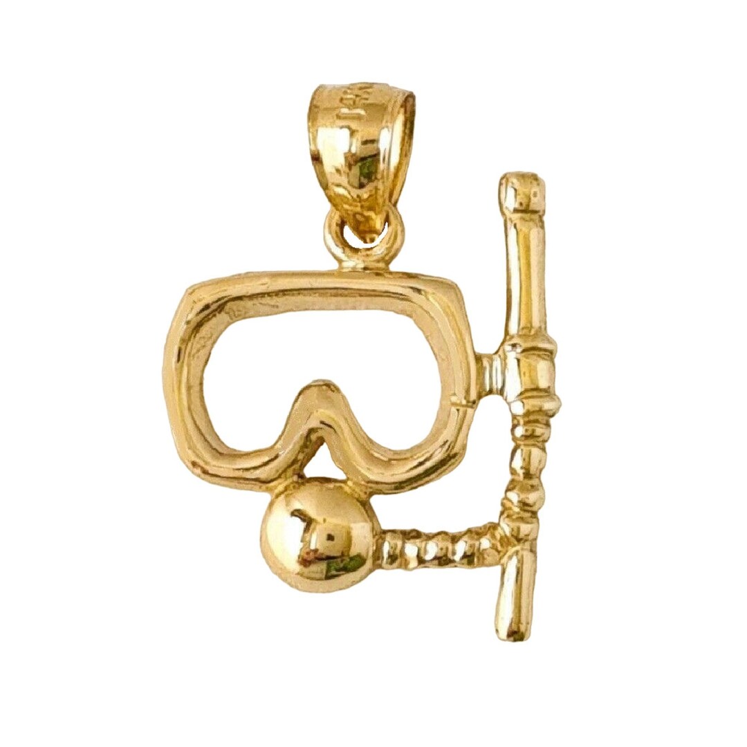 14k Yellow Gold Diver Scuba Snorkeling Mask Pendant - Etsy