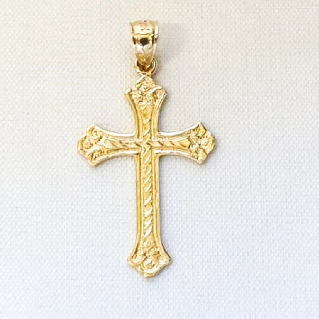 14K Yellow Gold Cross Pendant - Etsy