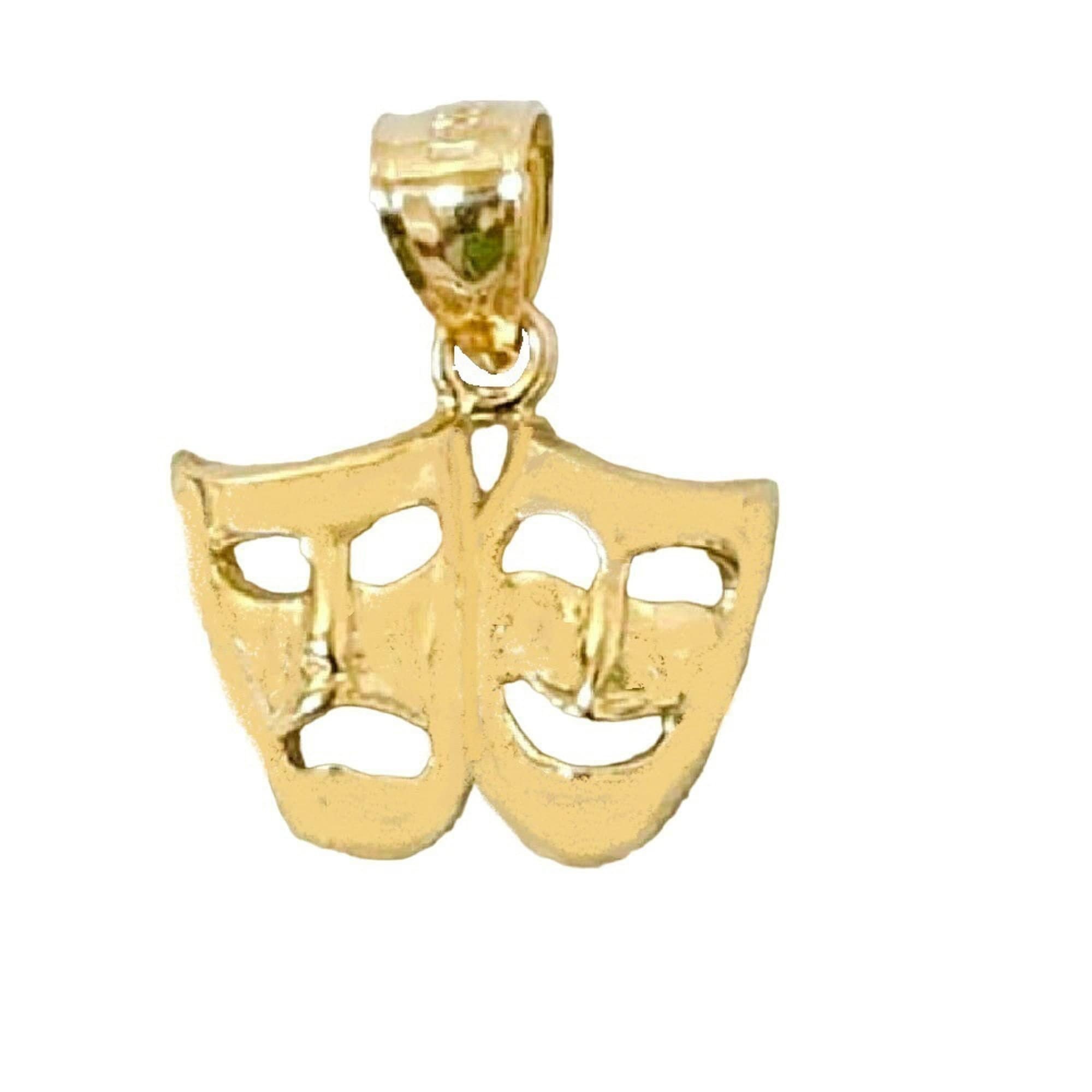 14K Yellow Gold Laugh Now, Cry Later Drama Mask Pendant Charm - Etsy