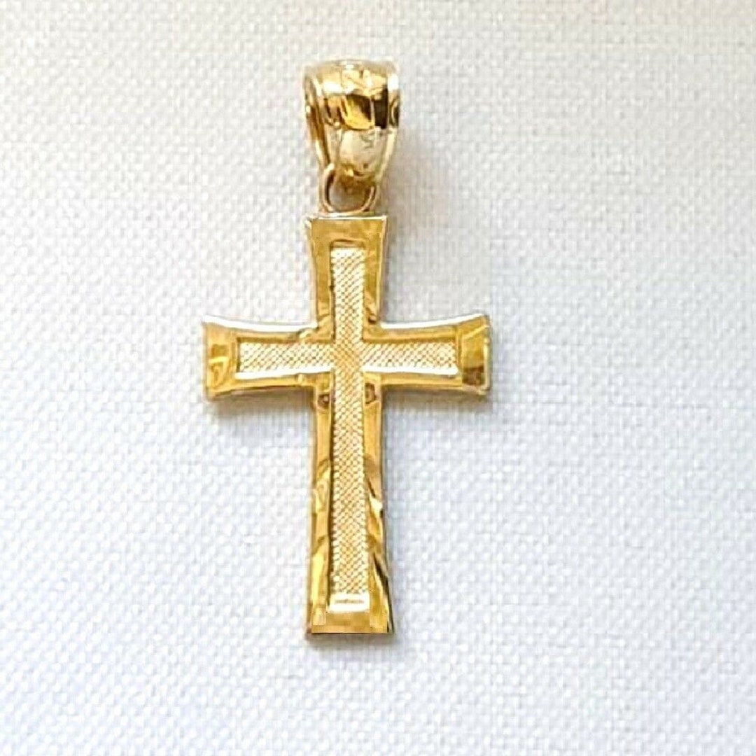 14K Yellow Gold Cross Pendant - Etsy