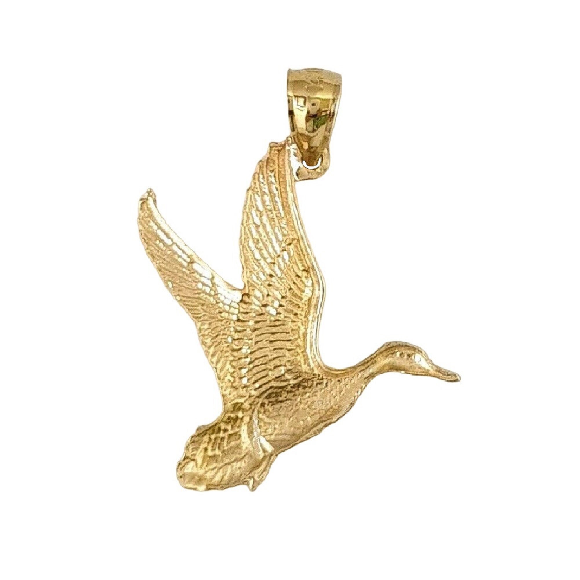 14K Yellow Gold Duck Mallard Waterfowl Bird Pendant - Etsy