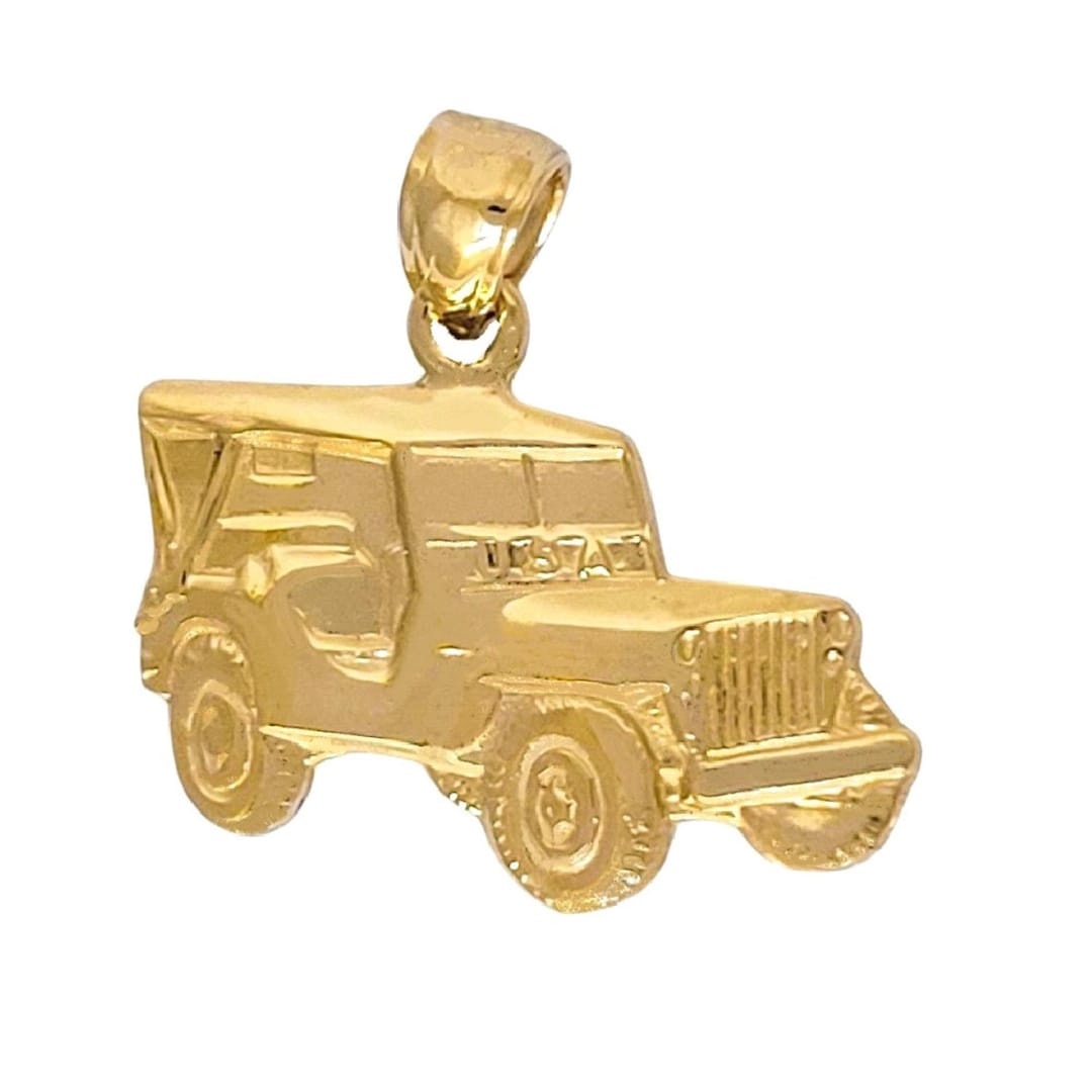 14K Yellow Gold Jeep Car Pendant - Etsy