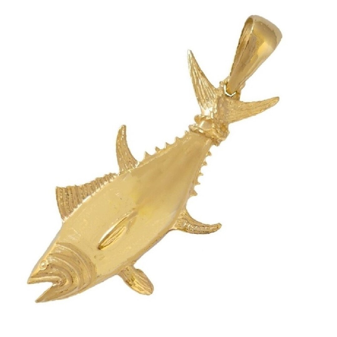14k Yellow Gold TUNA Fish 3D (3 Dimensional) Large Pendant - Etsy