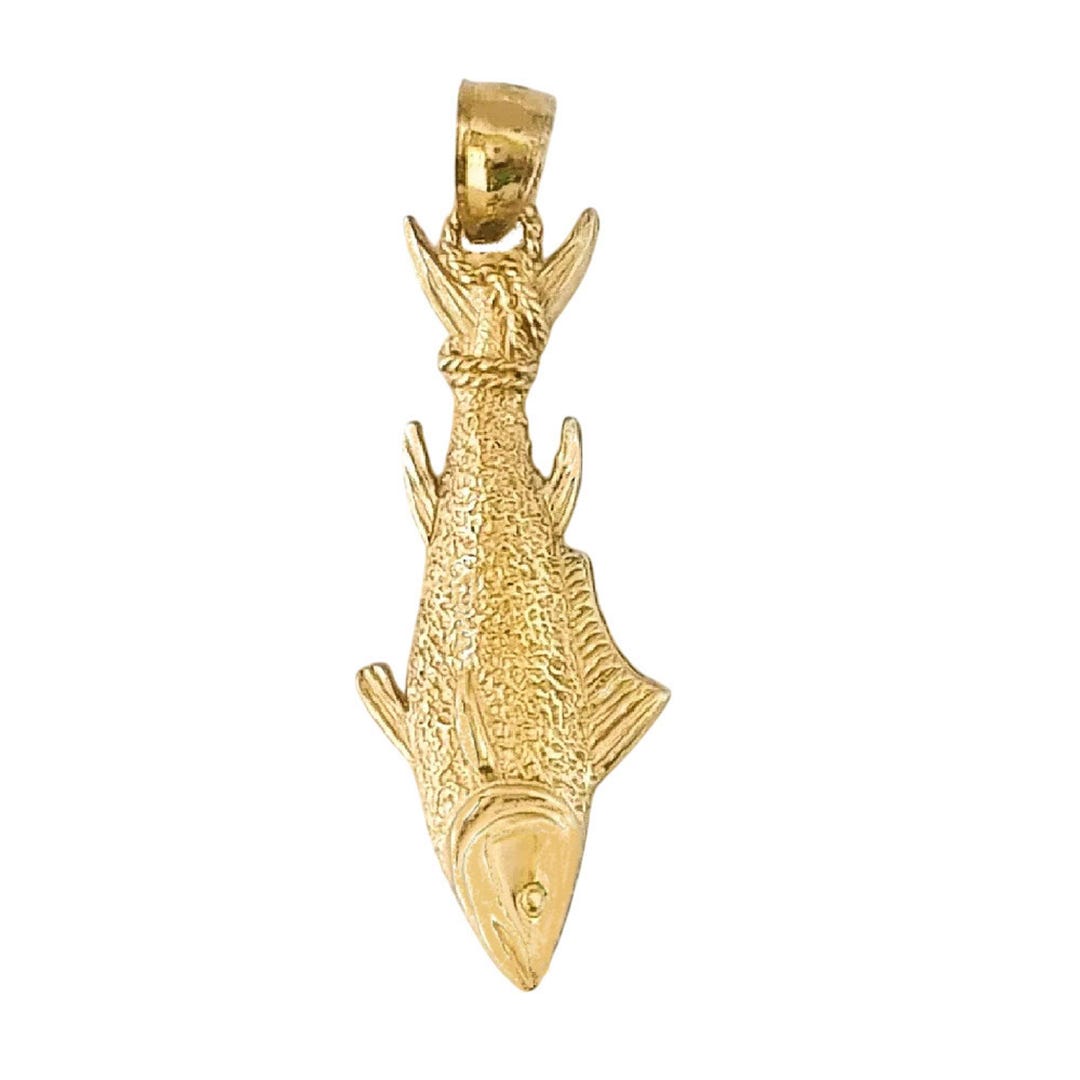 14K Yellow Gold Tuna Fish Pendant - Etsy