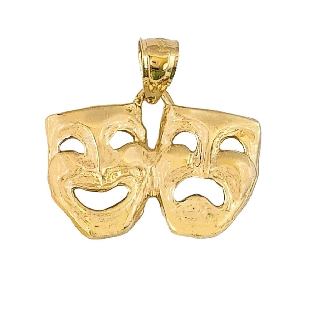 14K Yellow Gold Laugh Now, Cry Later Drama Mask Pendant - Etsy
