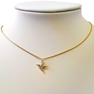 14K Yellow Gold Hummingbird Charm Pendant - Etsy
