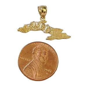 14K Yellow Gold Cuba Island Map Pendant - Etsy