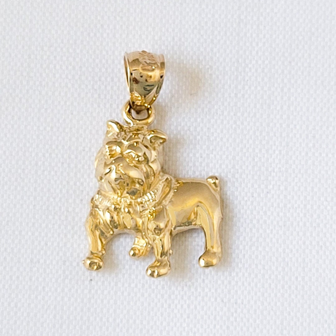 14K Yellow Gold Bulldog Pendant - Etsy