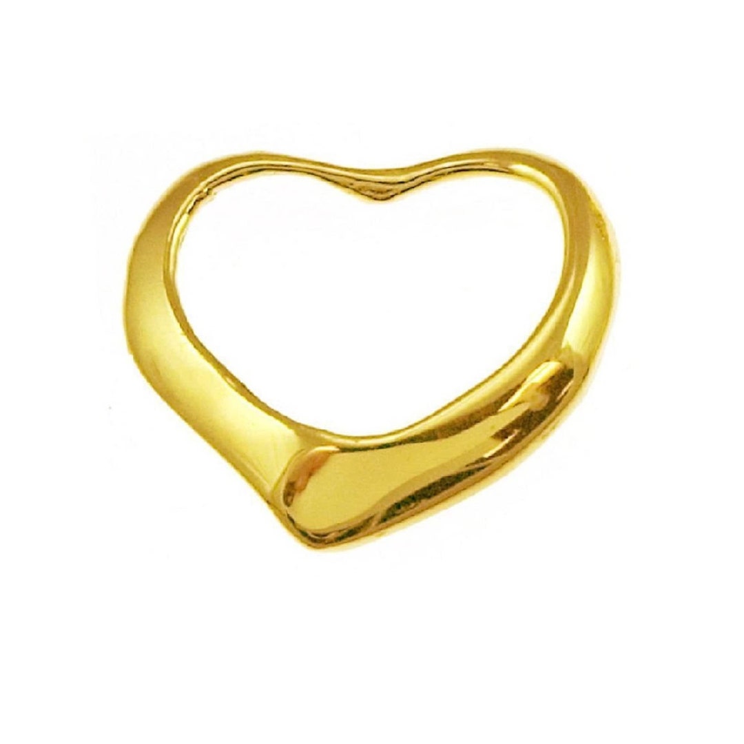 14K Yellow Gold Floating Heart Pendant - Etsy