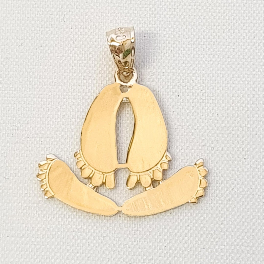 14K Yellow Gold Footprints Pendant - Etsy