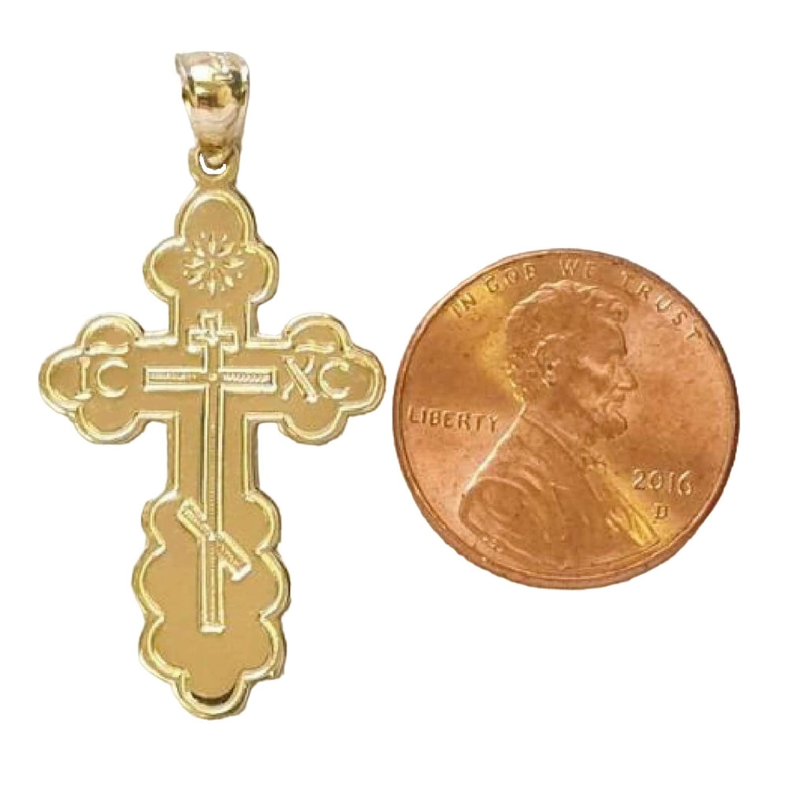 14K Yellow Gold Orthodox Cross Pendant - Etsy