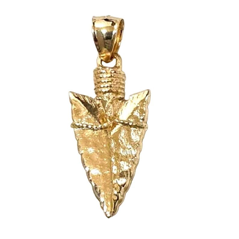 14K Yellow Gold Arrowhead 3D (3 Dimensional) Solid Pendant - Etsy