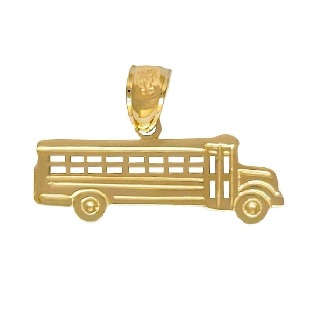 14K Yellow Gold School Bus Pendant Charm - Etsy