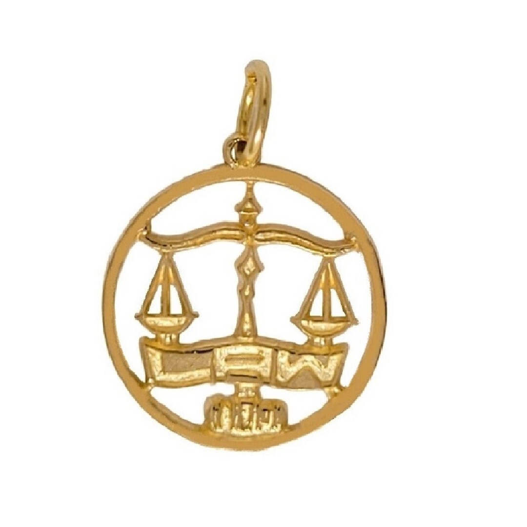14k Yellow Gold Law Scales of Justice Pendant Charm - Etsy