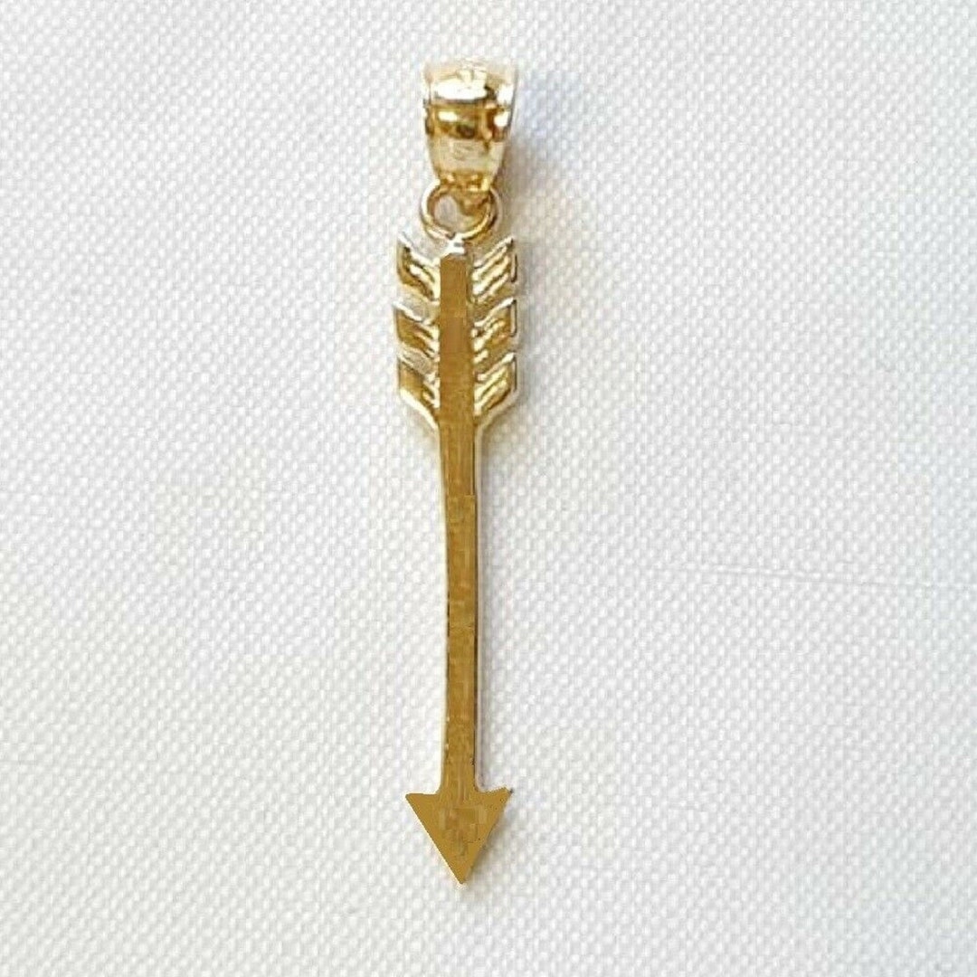 14K Yellow Gold ARROW Pendant - Etsy