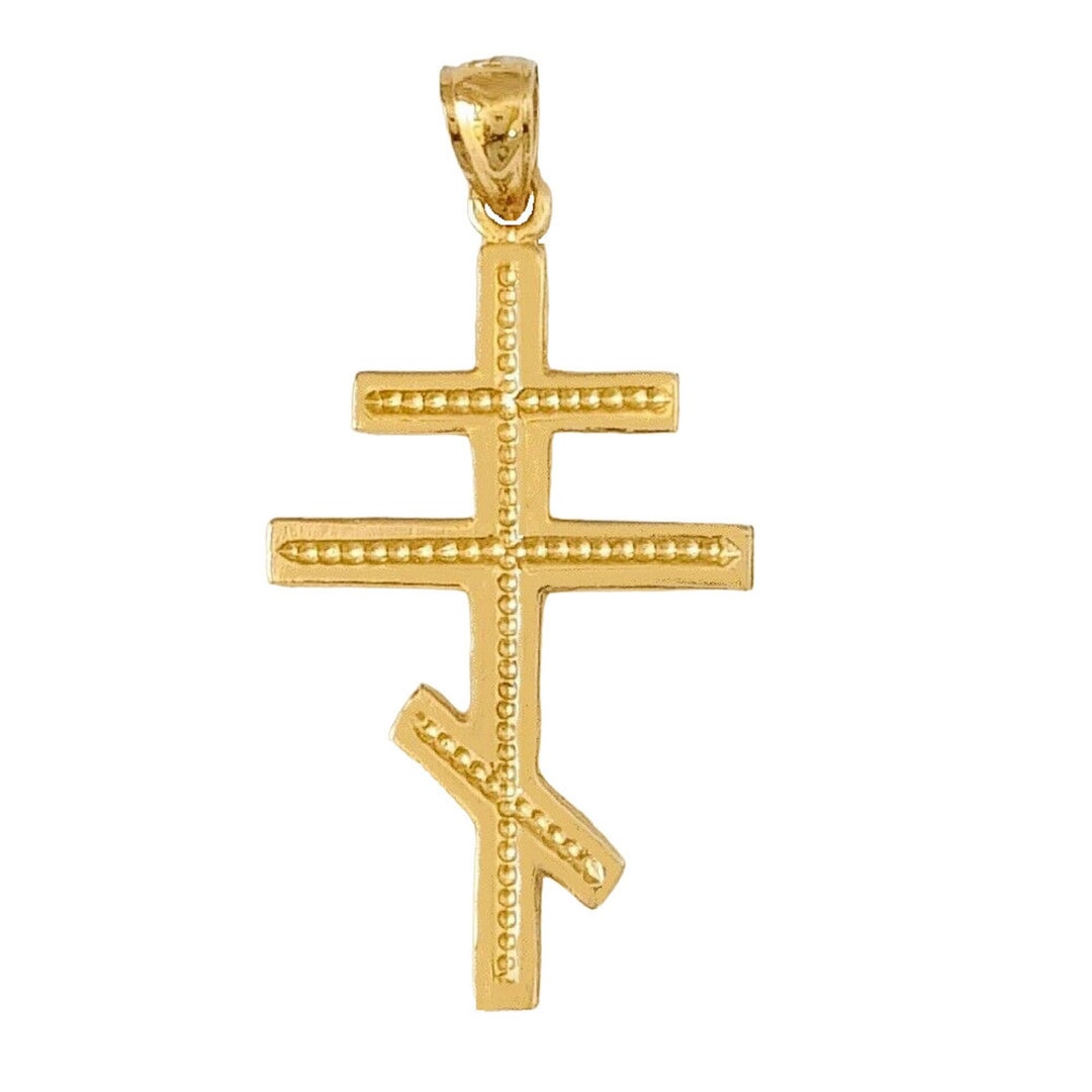14K Yellow Gold Orthodox Cross Pendant - Etsy