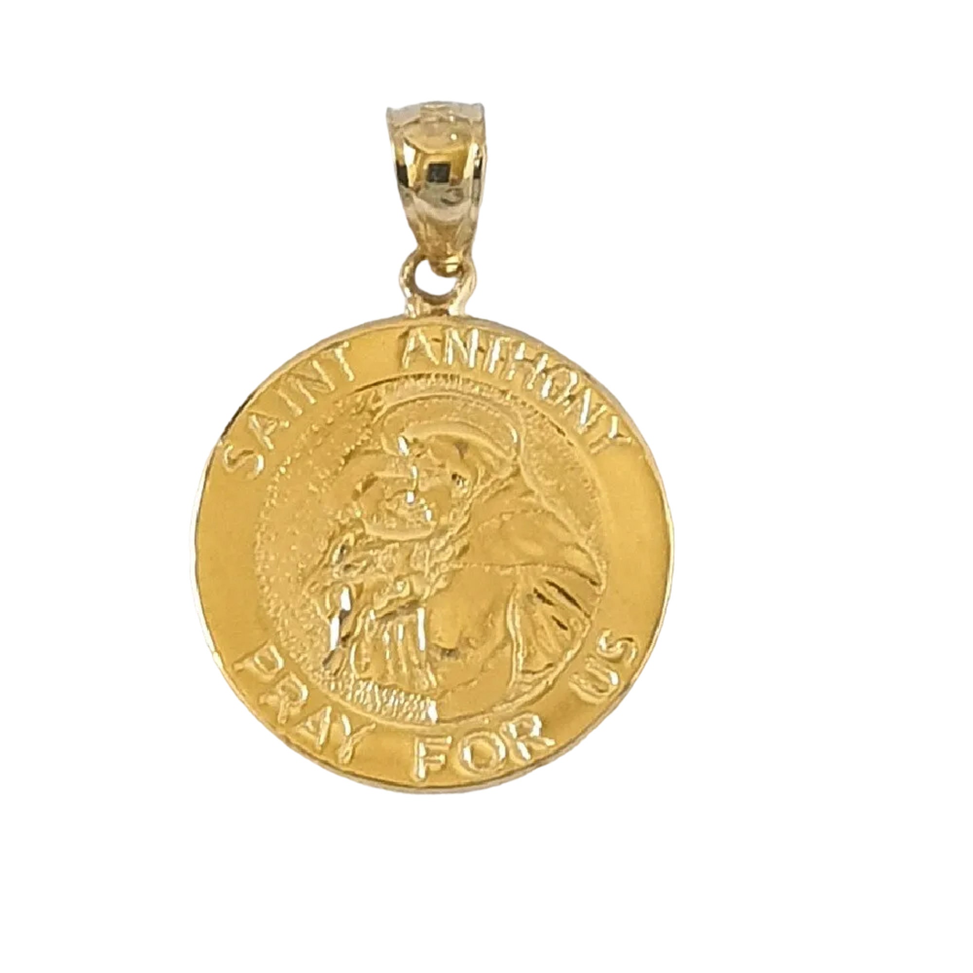 14K Yellow Gold Saint Anthony Pray for Us Pendant - Etsy