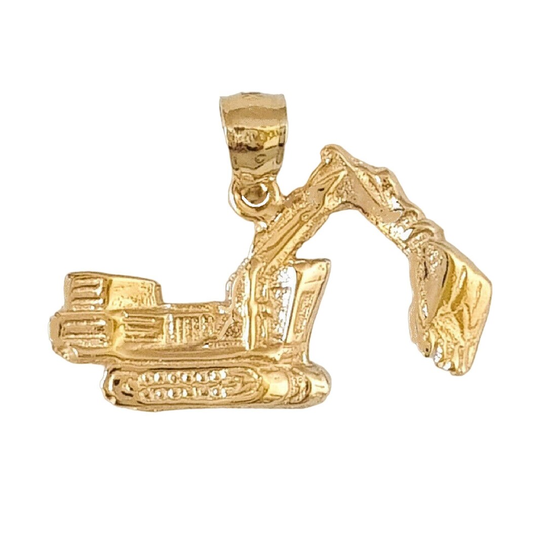 14K Yellow Gold EXCAVATOR, BULLDOZER Pendant - Etsy