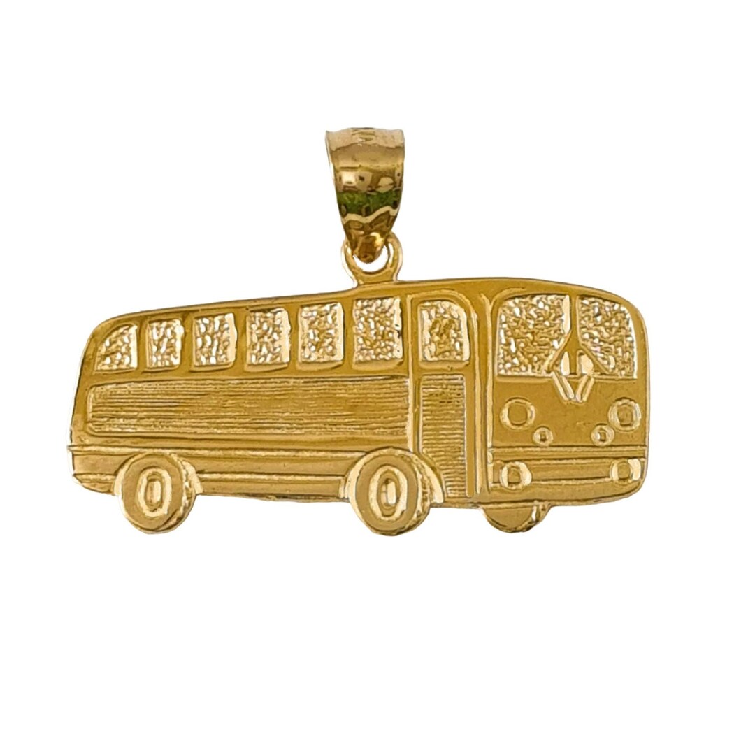 14K Yellow Gold BUS Pendant - Etsy