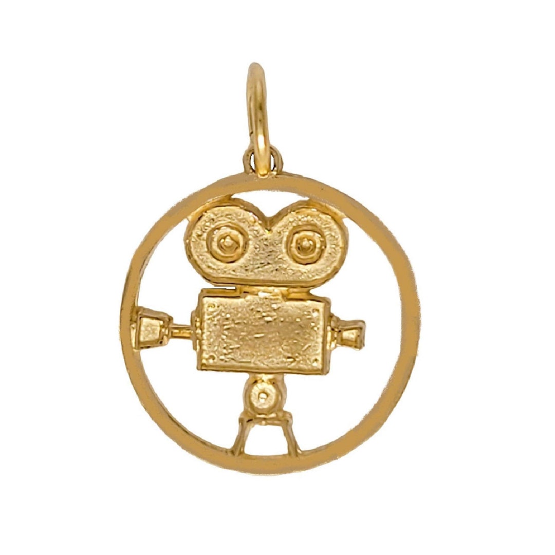 14K Yellow Gold Movie Camera Pendant Charm - Etsy