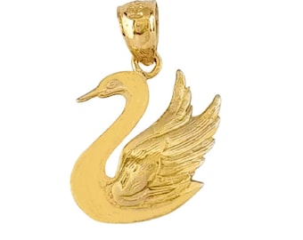 New 14k Yellow Gold Swan Animal Charm Pendant - Etsy