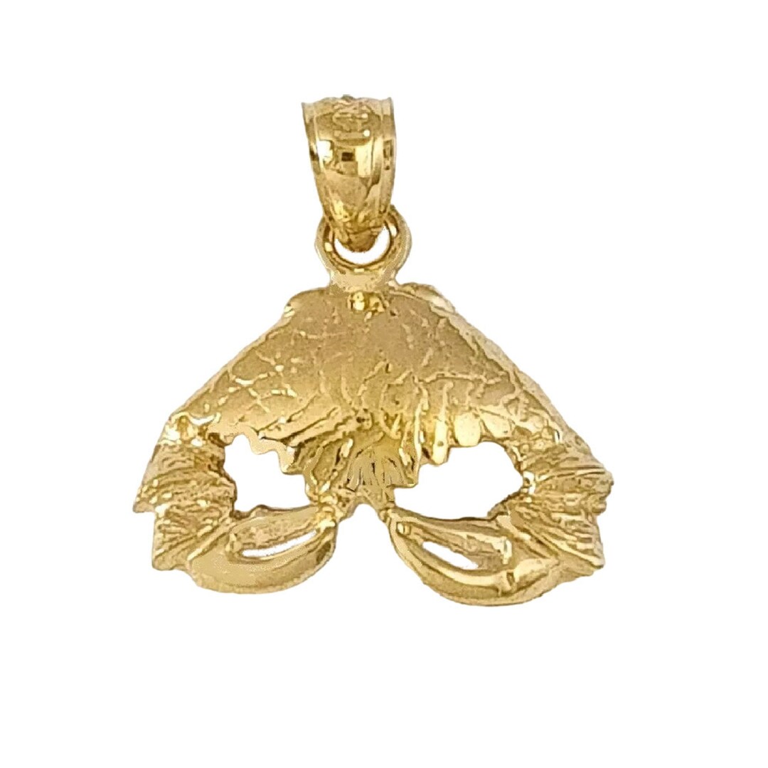 14K Yellow Gold Crab Pendant - Etsy