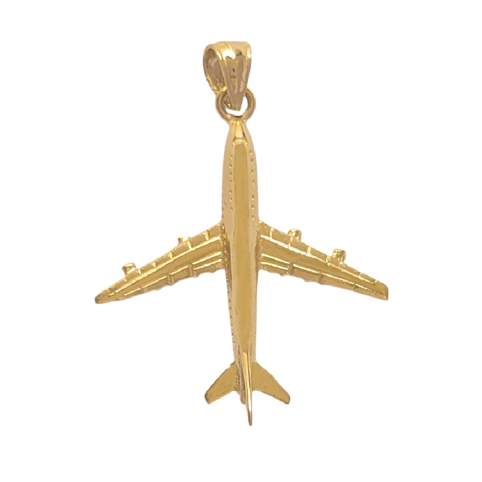 14k Yellow Gold Airplane 3D (3 Dimensional) Solid Pendant - Etsy
