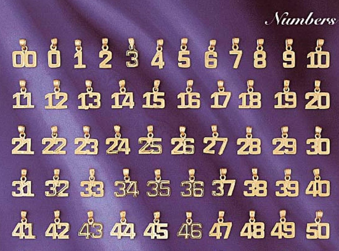 Small 0 to 50 Any One 14K Yellow Gold Number Pendant - Etsy