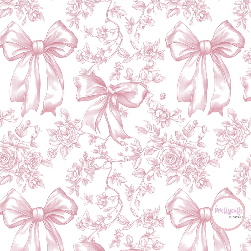Floral and Bows Wallpaper - Etsy