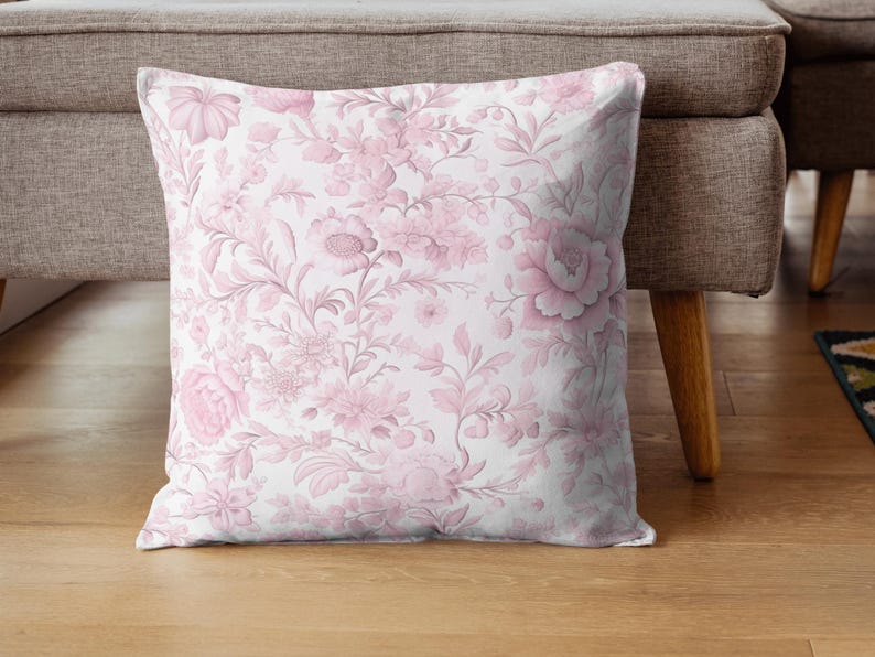 Pink French Toile Floral Seamless Pattern PNG, Vintage Chinoiserie ...