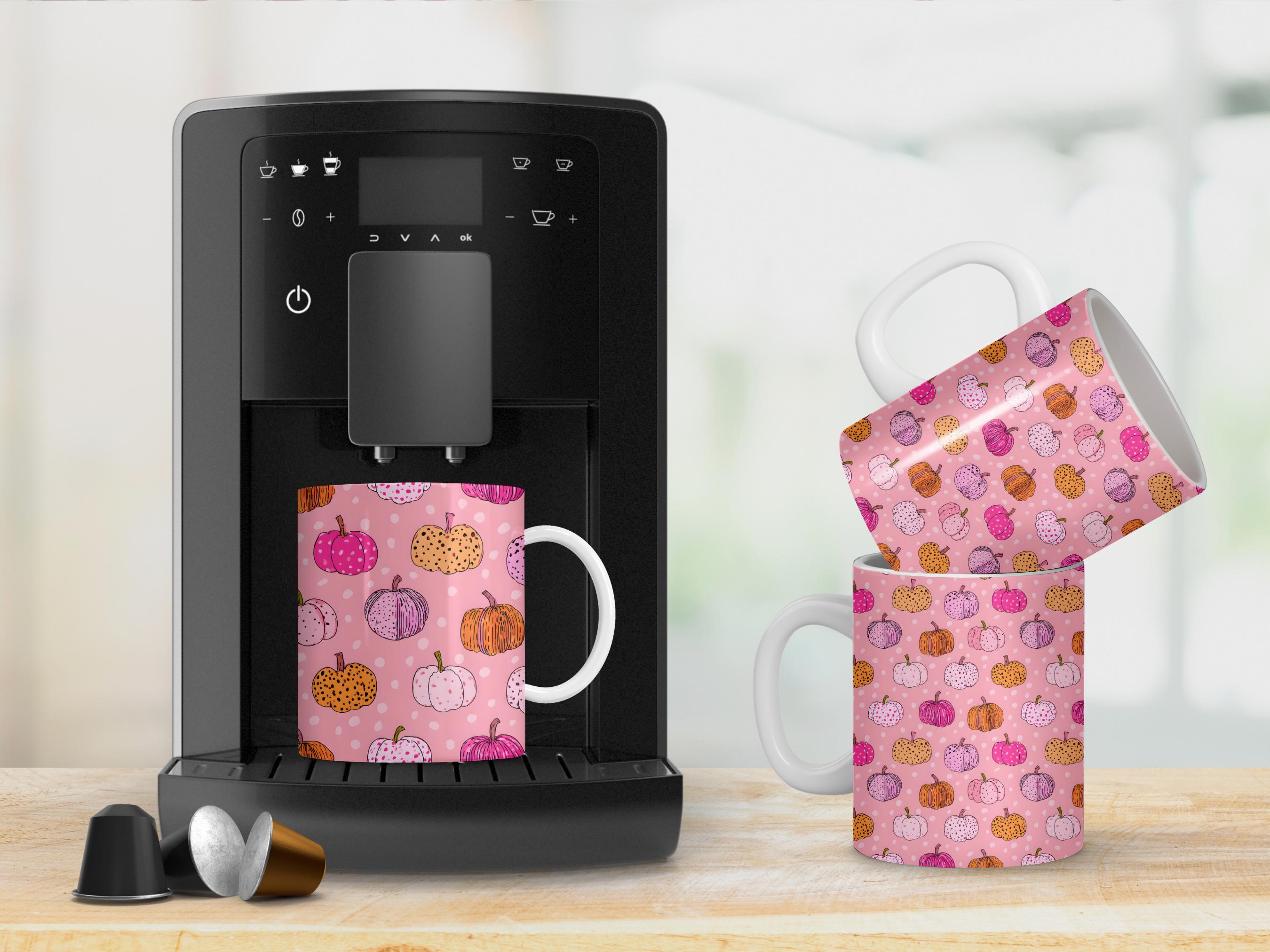Pastel Pumpkin Seamless Pattern Pink Orange Polka Dot Autumn Digital ...