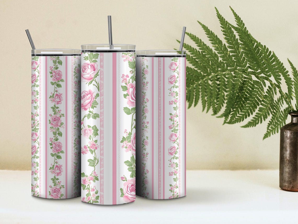 Pink Floral Stripe Seamless Pattern Chinoiserie Toile Vintage Rose ...