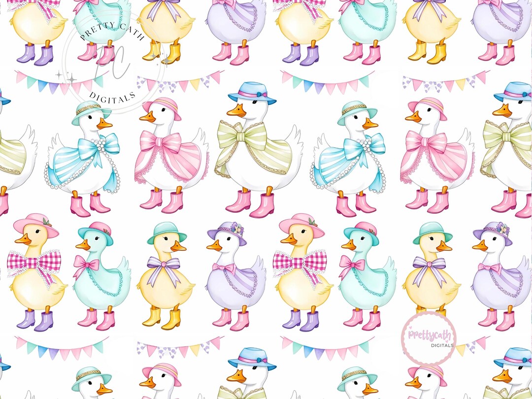 Pastel Duck Digital Paper: Farmhouse Nursery, Baby Shower Design ...