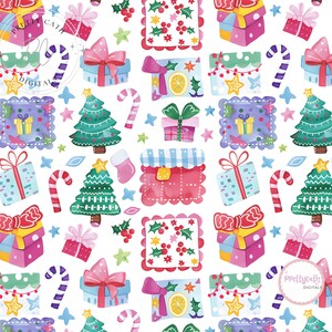 Christmas Seamless Pattern Colorful Holiday Wallpaper Gift Wrapping ...