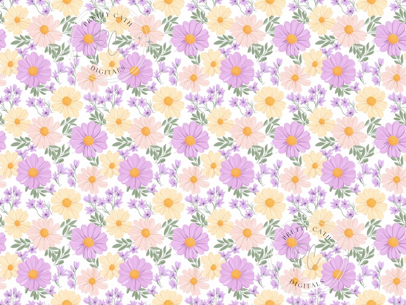 Spring Flowers Patterns Wildflower Seamless Pastel Pink Bloom Bright ...