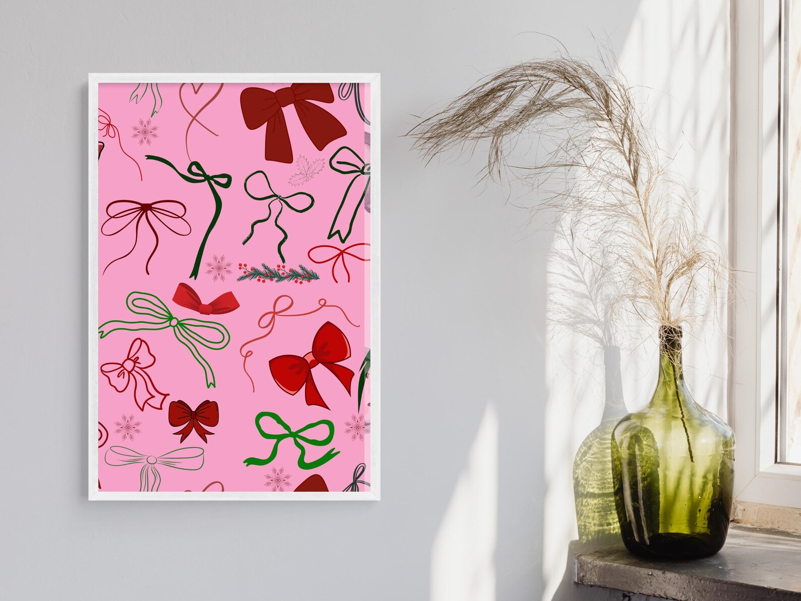 Christmas Bow Seamless Pattern Pink Wallpaper Holiday Ribbon Wrapping ...