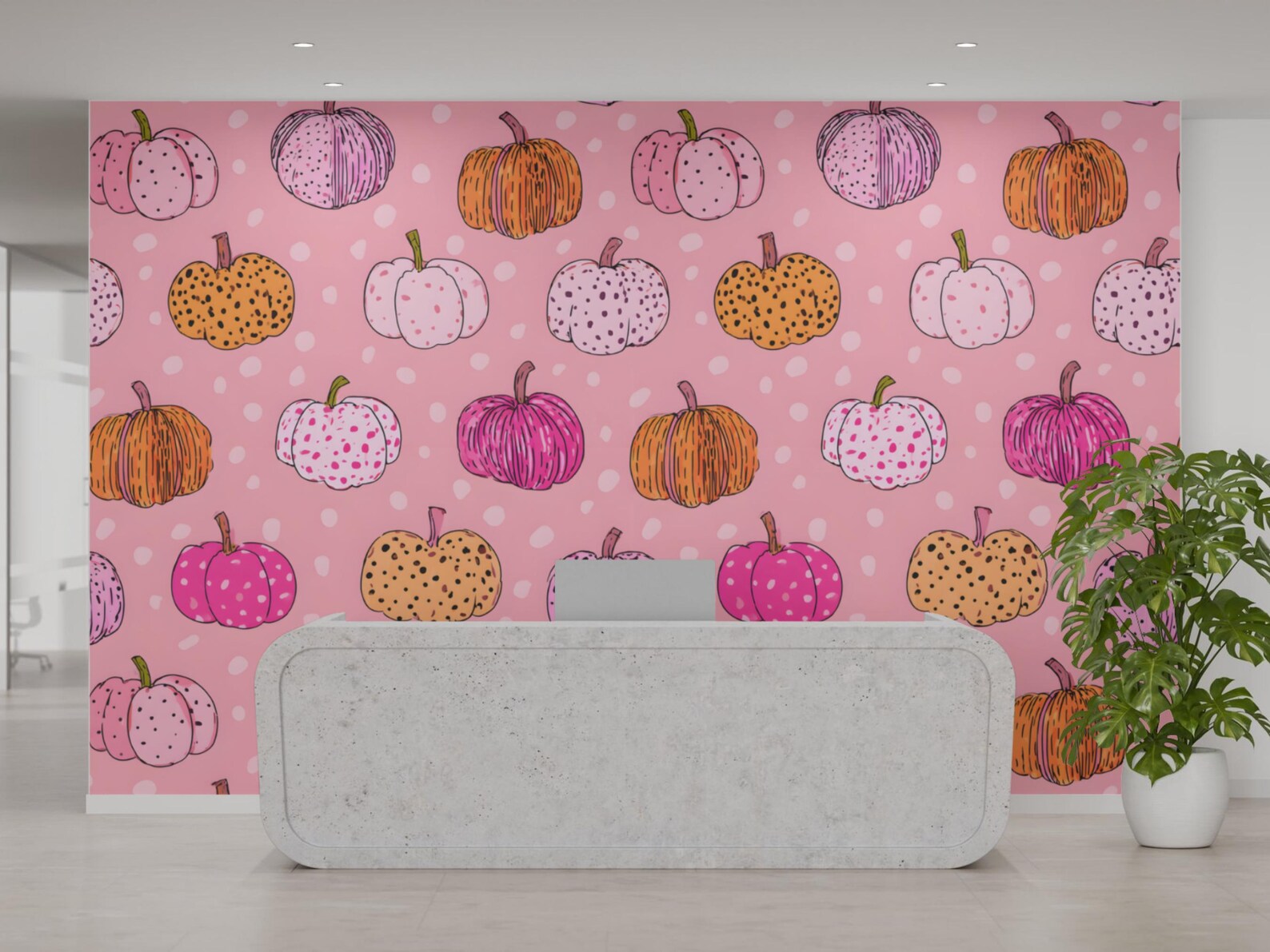 Pastel Pumpkin Seamless Pattern Pink Orange Polka Dot Autumn Digital ...
