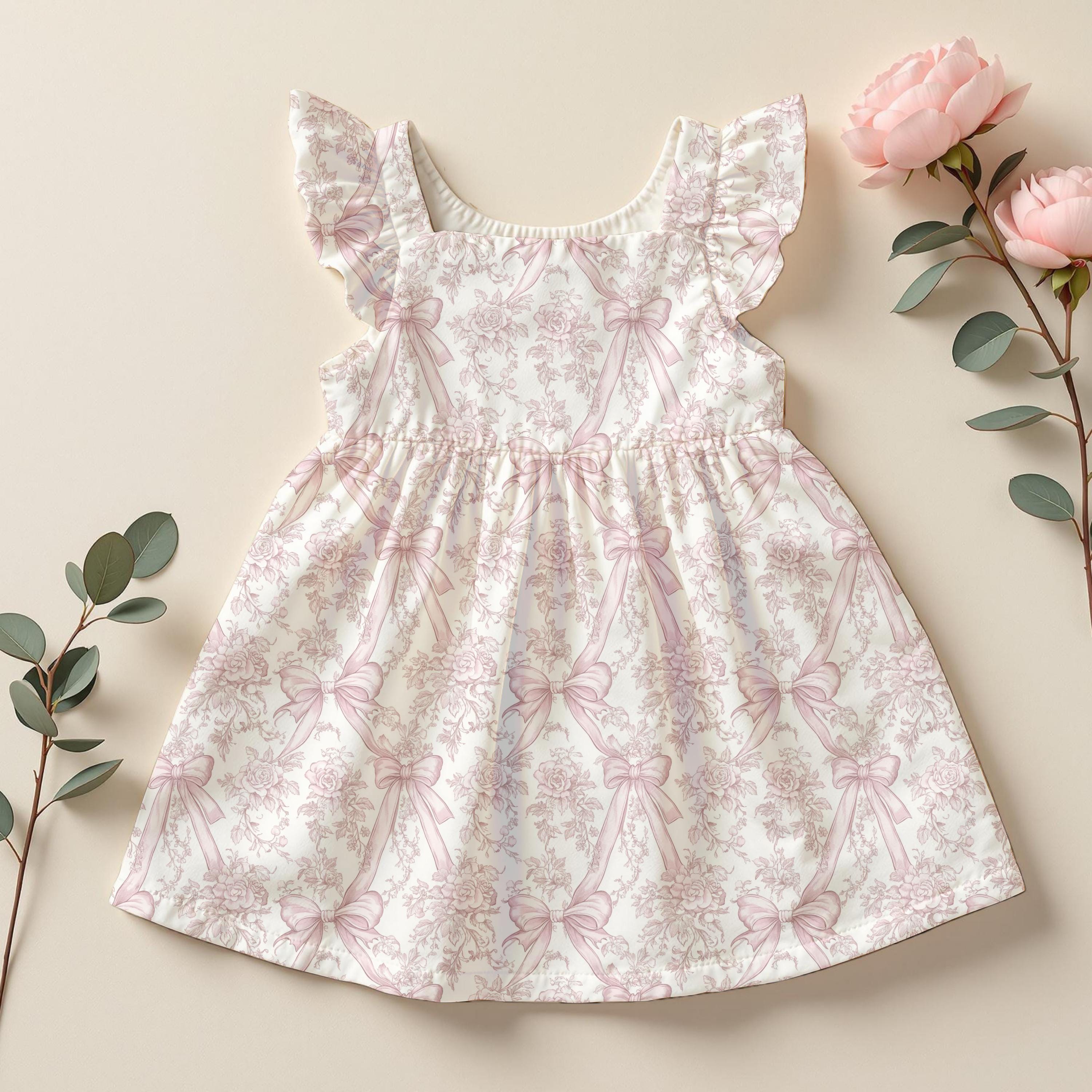 Vintage Pink Toile Ribbon Rose Seamless Floral Pattern Elegant Romantic ...