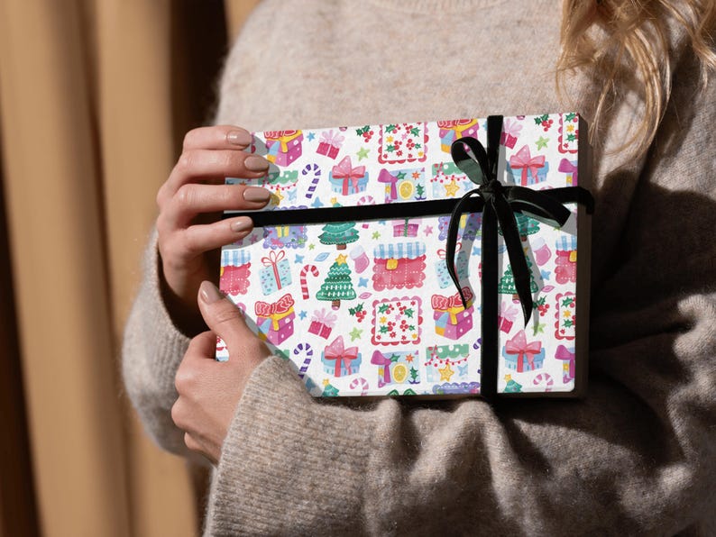 Christmas Seamless Pattern Colorful Holiday Wallpaper Gift Wrapping ...