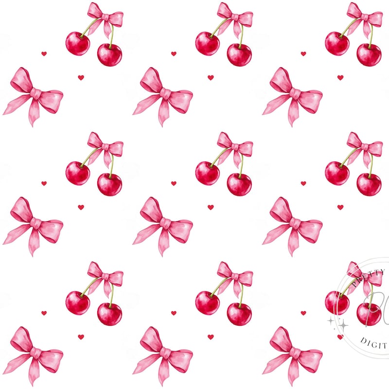 Pink Bows and Cherry Wallpaper - Etsy